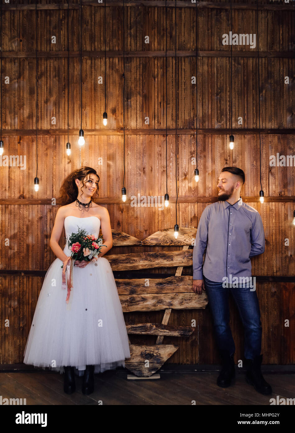 Wedding in the style of rock. Rocker or Biker wedding Stock Photo - Alamy