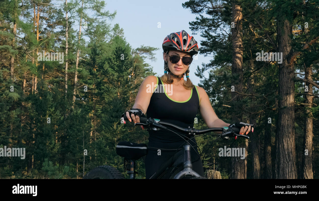 Fat bike also called fatbike or fat-tire bike in summer riding in the ...