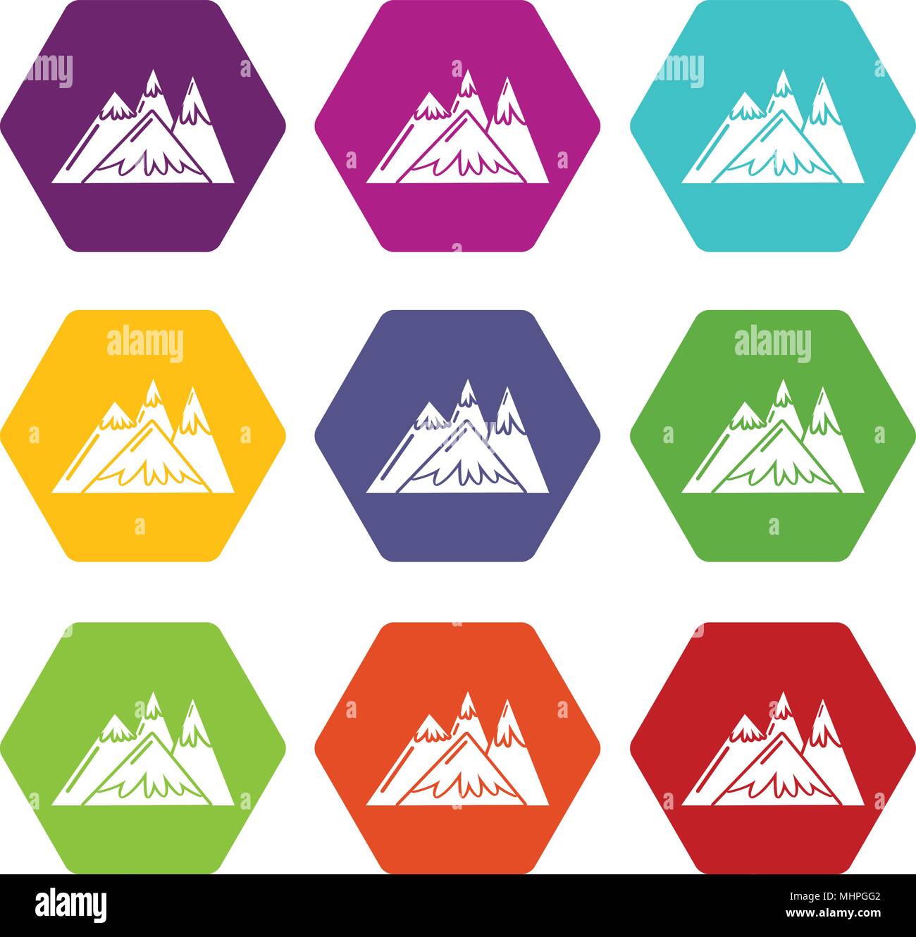 Mountains icons set 9 vector Stock Vector Image & Art - Alamy