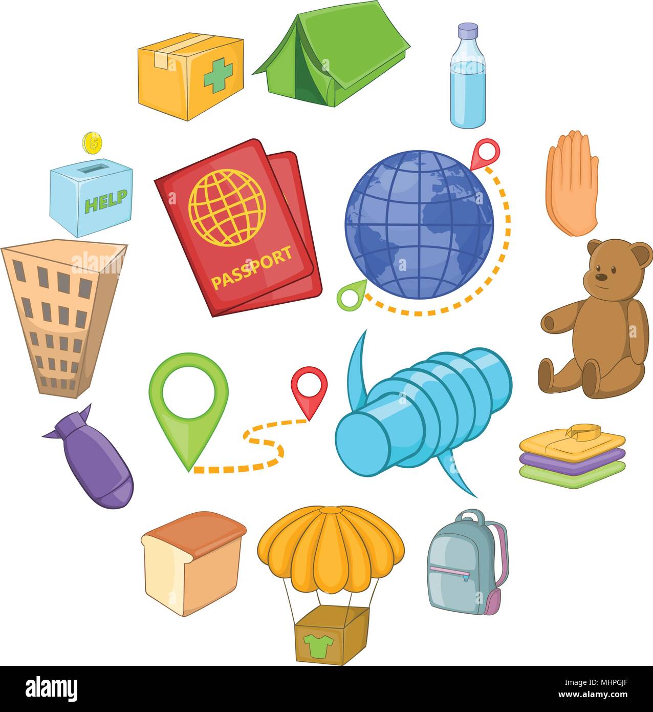 Refugees icons set, cartoon style Stock Vector Image & Art - Alamy
