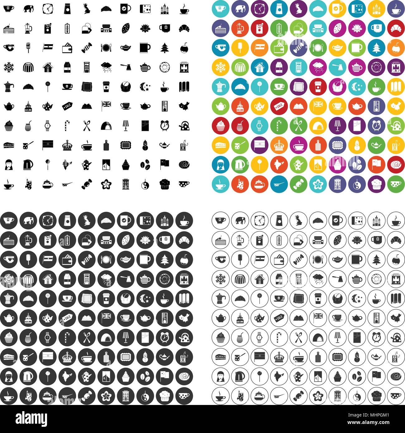 100 tea cup icons set vector variant Stock Vector Image & Art - Alamy