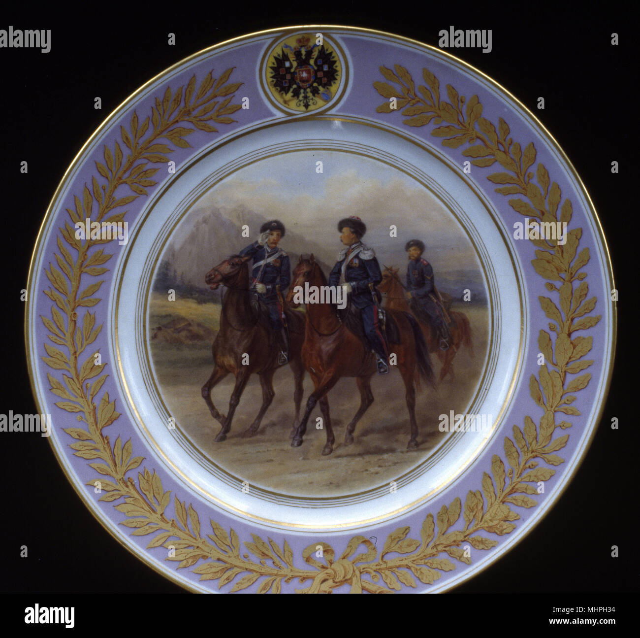 Plate depicting soldiers on horseback, Russia Stock Photo - Alamy