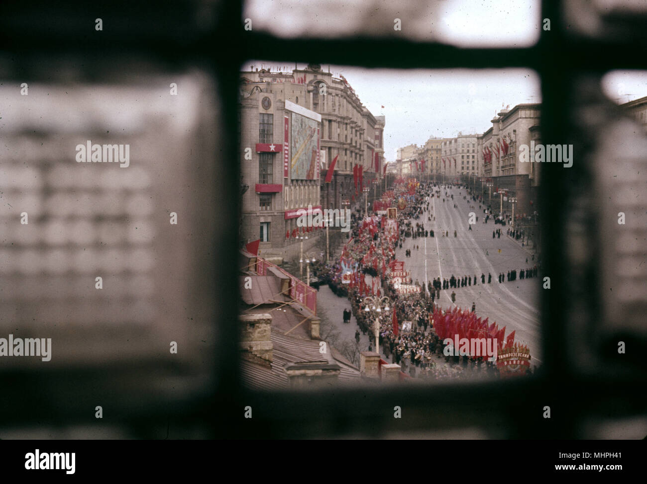 Street scene on May Day, Gorky Street, Moscow, USSR Stock Photo - Alamy