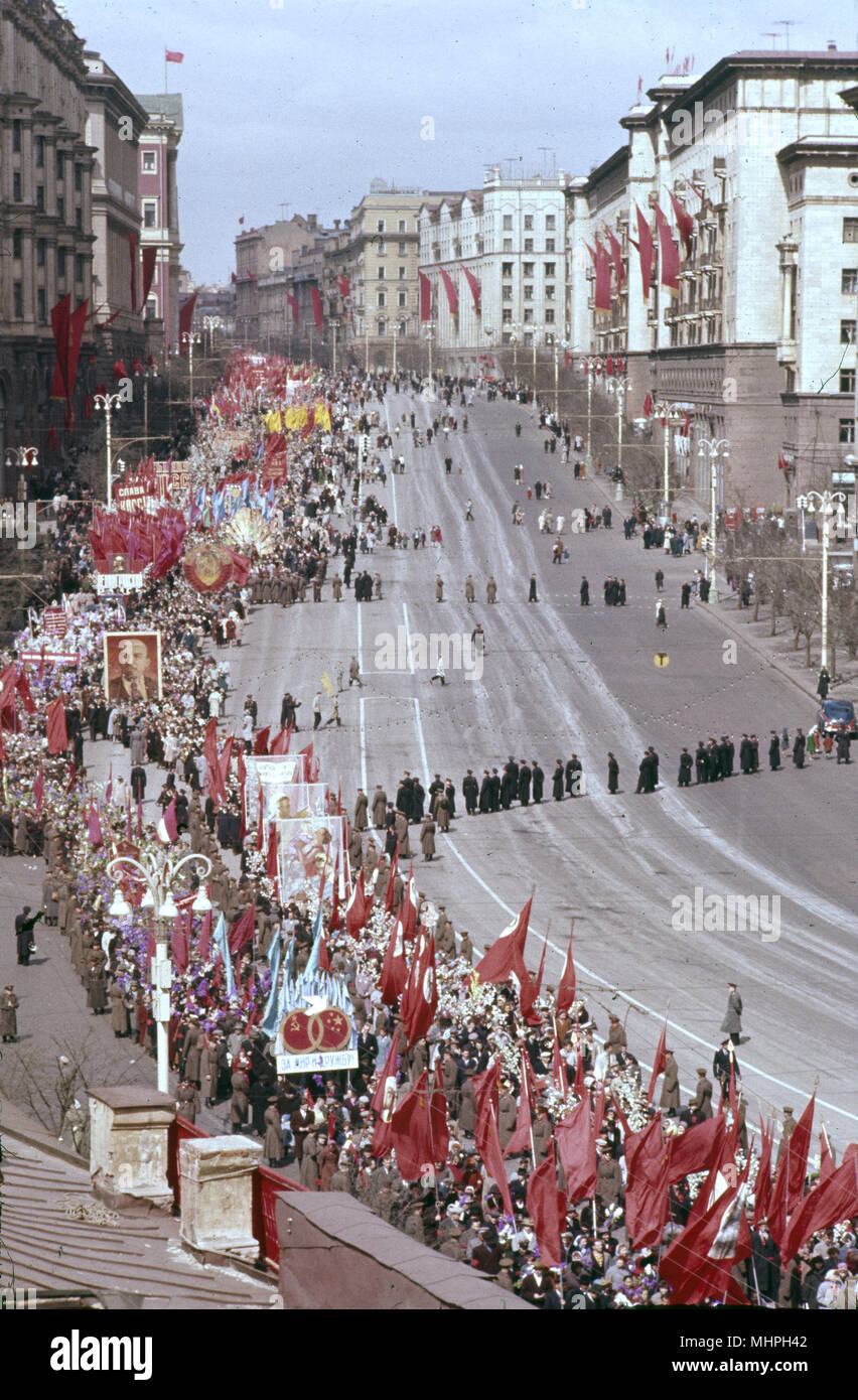 Street scene on May Day, Gorky Street, Moscow, USSR Stock Photo - Alamy