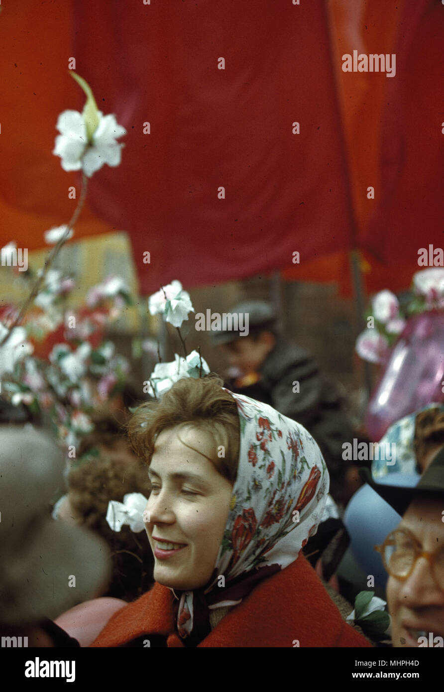 Street scene on May Day, Moscow, USSR Stock Photo - Alamy