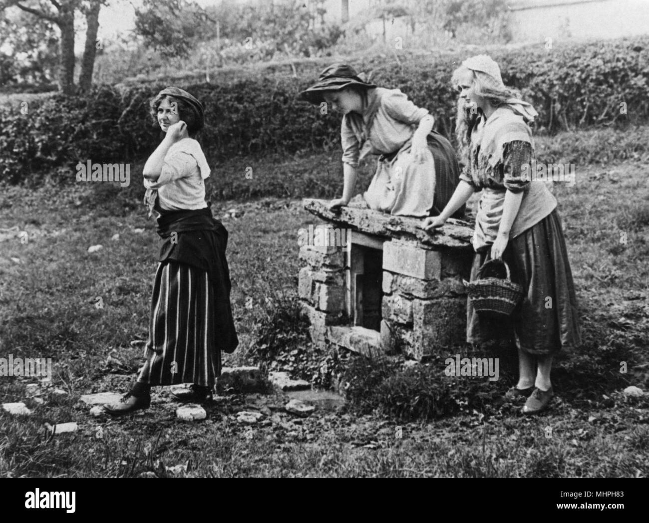 Country girls at the spring, 1890s Stock Photo - Alamy