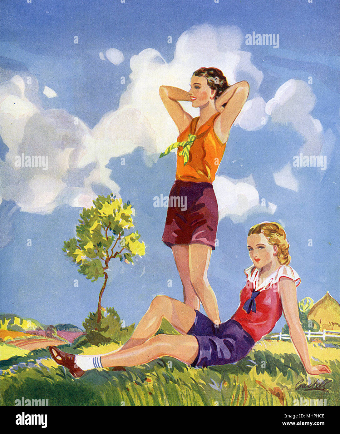 Two young ladies out for a countryside walk Stock Photo - Alamy