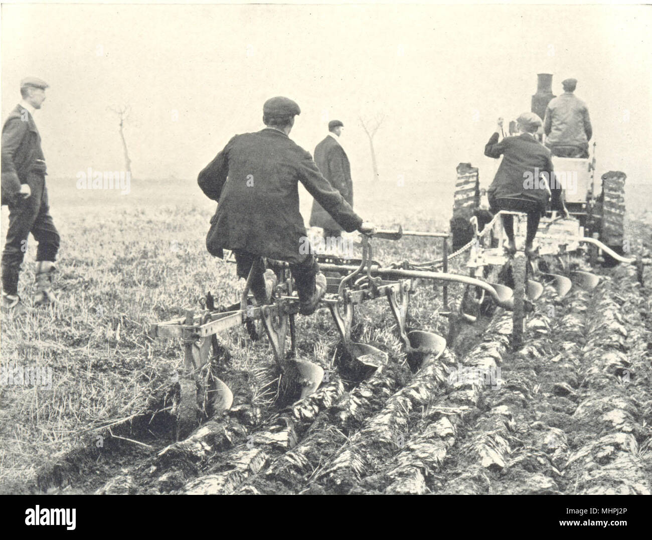 AGRICULTURAL MOTORS. Marshall's Motor Drawing 2 4-Furrow Ploughs 1912 ...