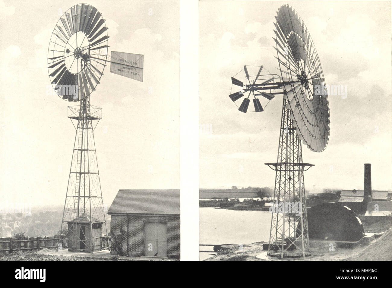 WINDMILLS. Direct-acting; Driving a "scoop wheel" lift for land ...