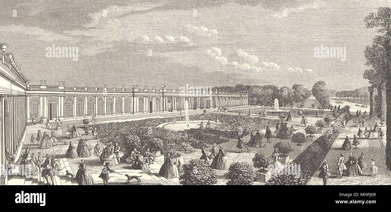 18TH CENTURY FRANCE. The Grand Trianon, Versailles; after Rigaud 1876 ...