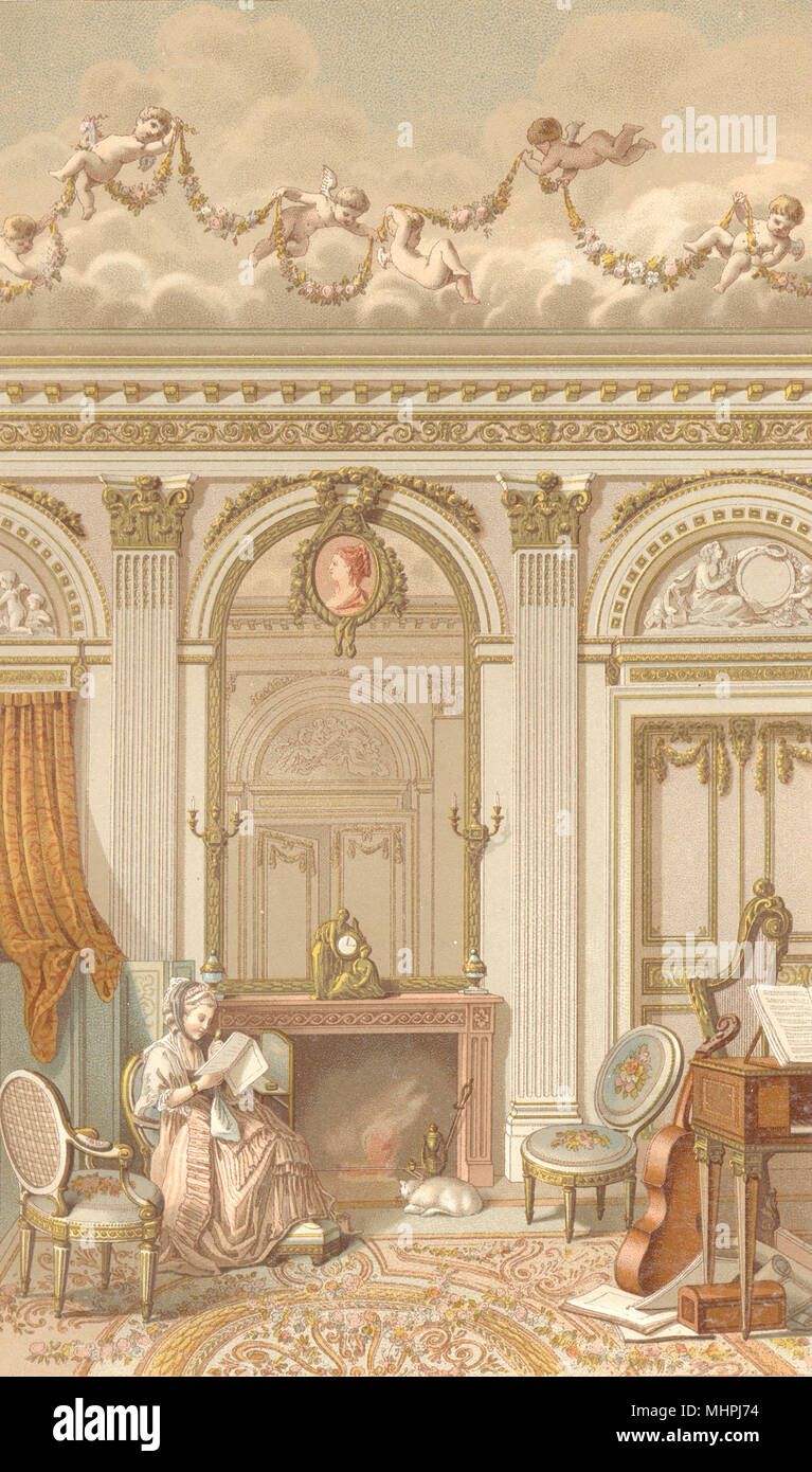 18C FRANCE. A Interior in the Reign of Louis XVI. Chromolithograph 1876 ...