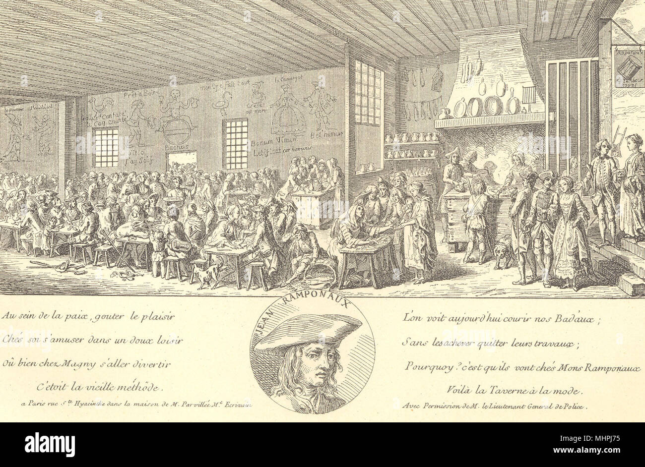 18TH CENTURY FRANCE. Paris. The Ramponneau Tavern 1876 old antique ...