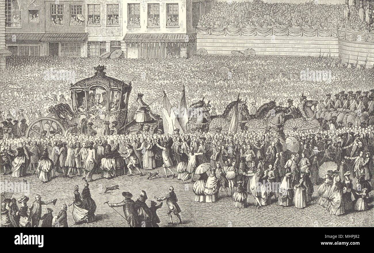 18TH CENTURY FRANCE. The Royal State Carriages in 1783 after Moreau ...