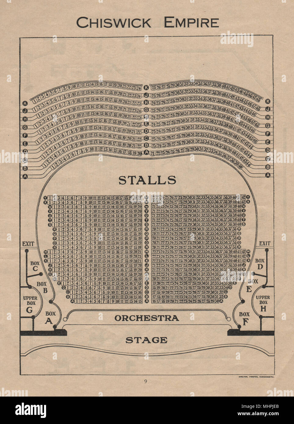 CHISWICK EMPIRE THEATRE. Vintage seating plan. London. Chiswick High Road 1936 Stock Photo - Alamy