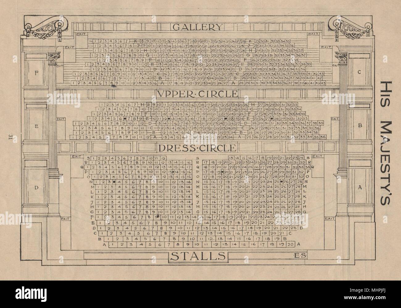 London theatres vintage seating plan hi-res stock photography and images - Alamy
