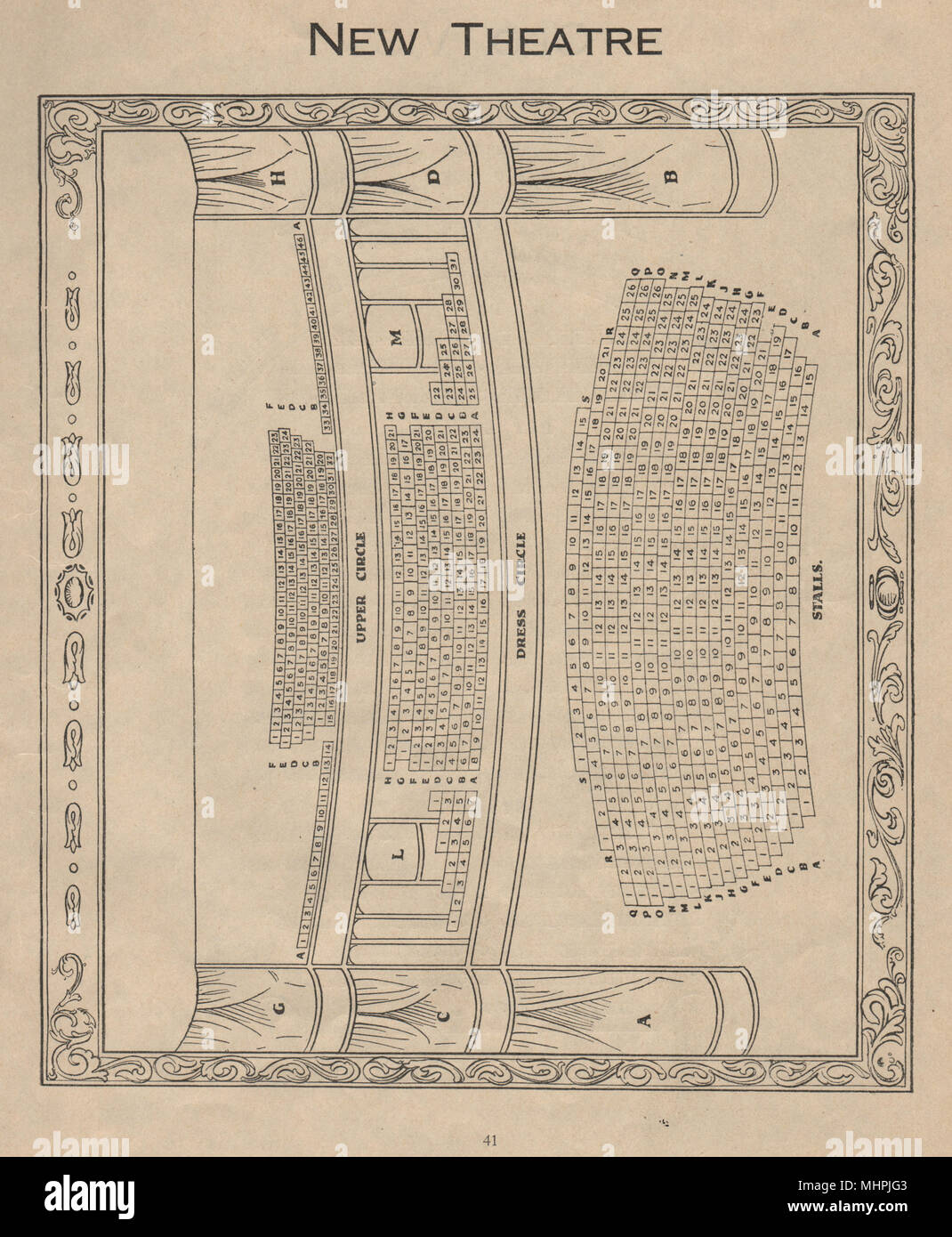 London theatres vintage seating plan hi-res stock photography and images - Alamy