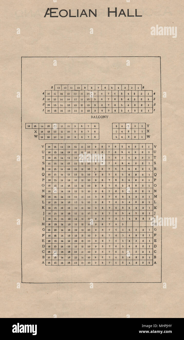 AEOLIAN HALL. Vintage seating plan. London. Concert Hall. New Bond ...