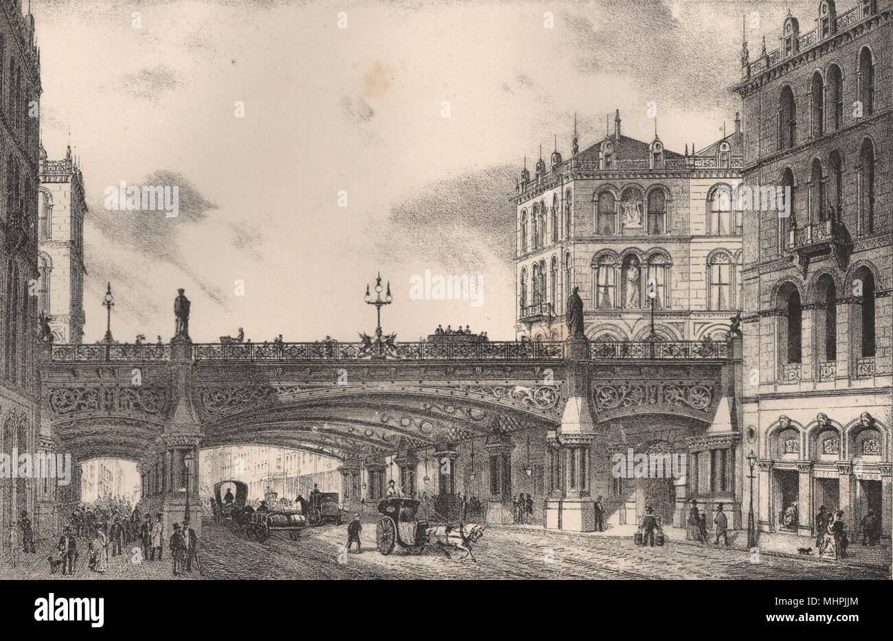 The Holborn Viaduct, London c1880 old antique vintage print picture ...