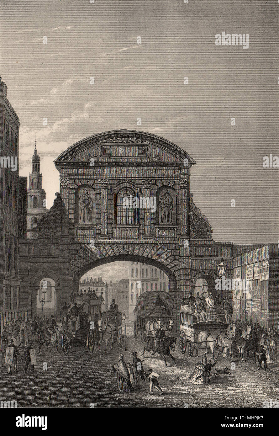 Temple Bar, London c1880 old antique vintage print picture Stock Photo ...