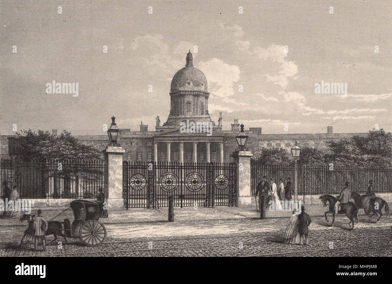 Front view of Bethlehem Hospital, London c1880 old antique print ...