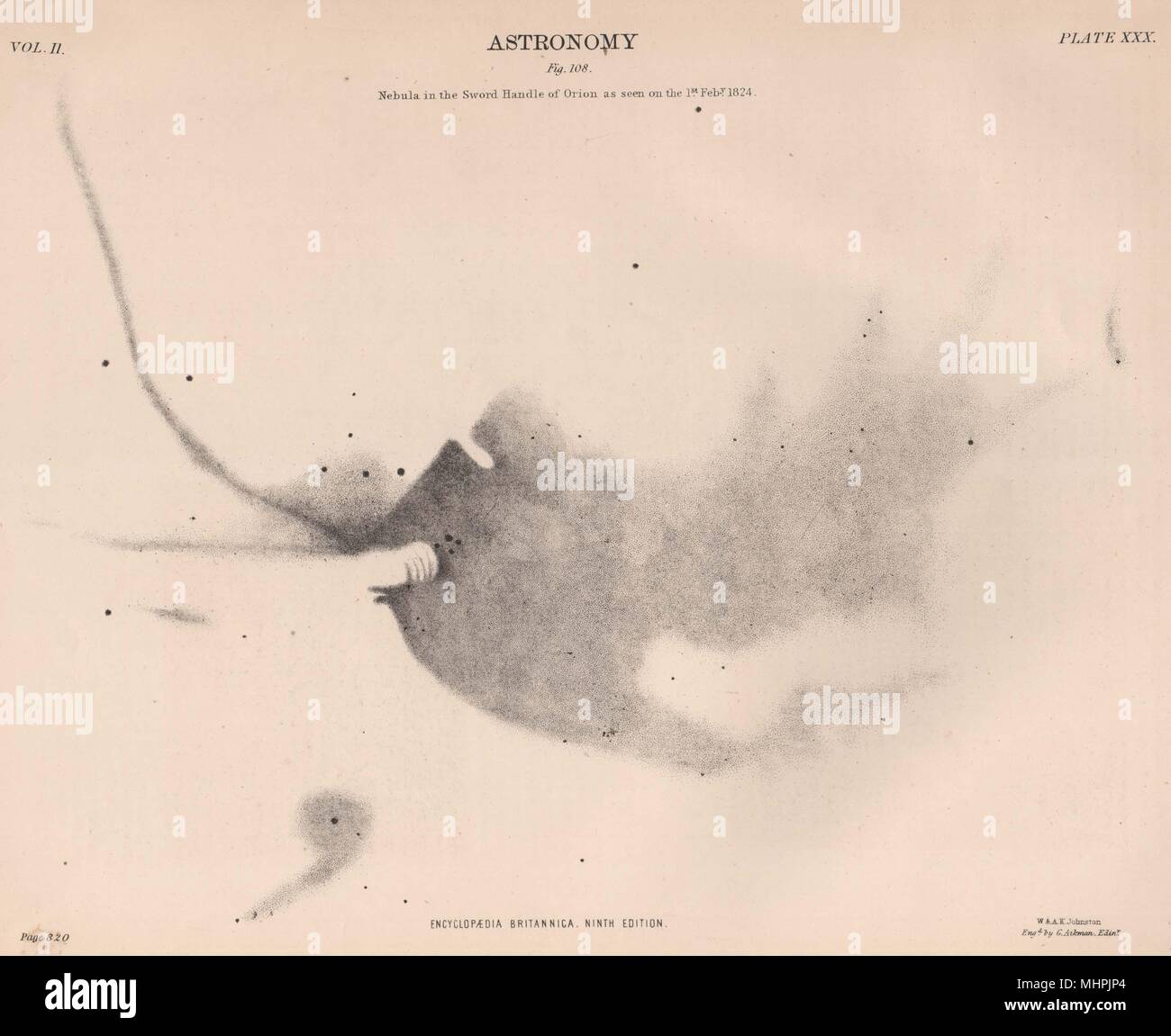 ASTRONOMY. Nebula in the Sword Handle of Orion, 1st. Feb 1824 1898 old ...