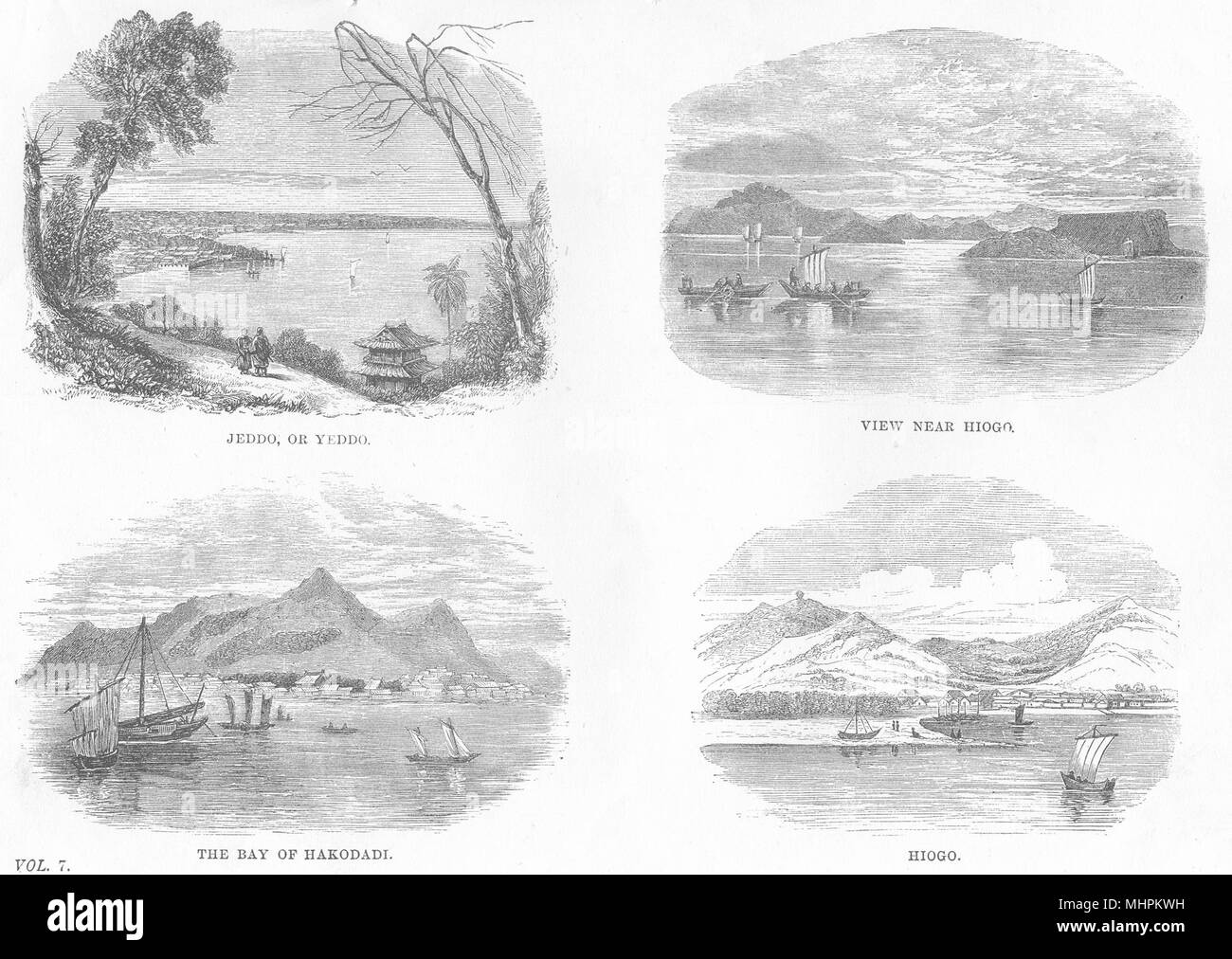 JAPAN. (Chief towns & ports) ; Jeddo, Tokyo; Hiogo; Bay of Hakodate ...
