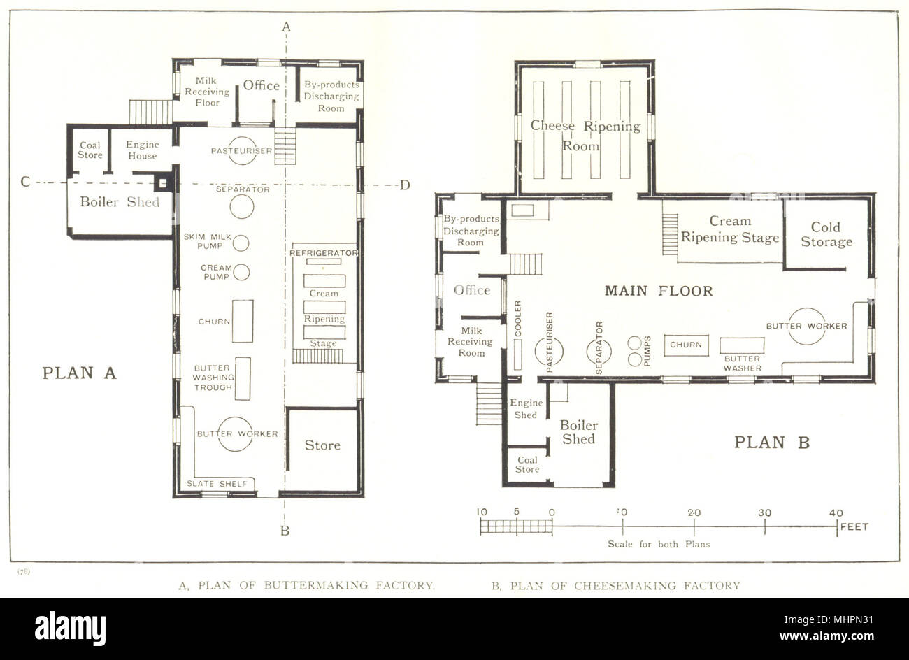 DAIRY FACTORIES. – II; A. plan Buttermaking Factory. Cheesemaking 1912 ...