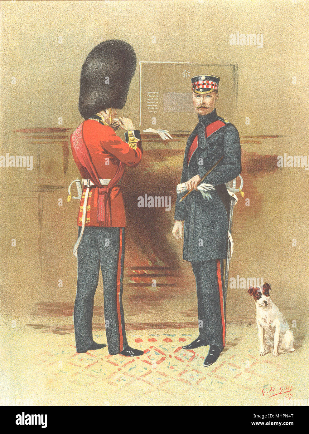 BRITISH ARMY UNIFORMS. The Scots Guards. Regiment 1890 old antique ...