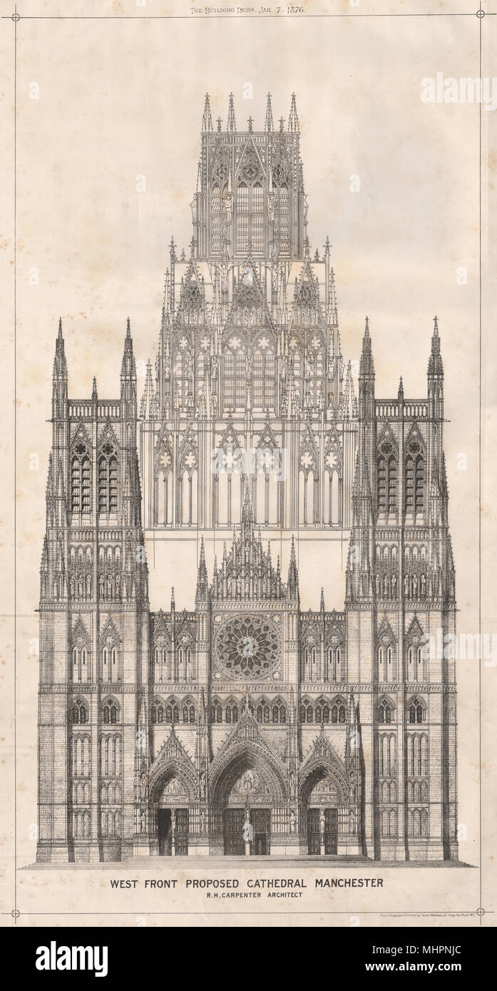 West front, proposed Cathedral, Manchester; R.H. Carpenter, Architect ...