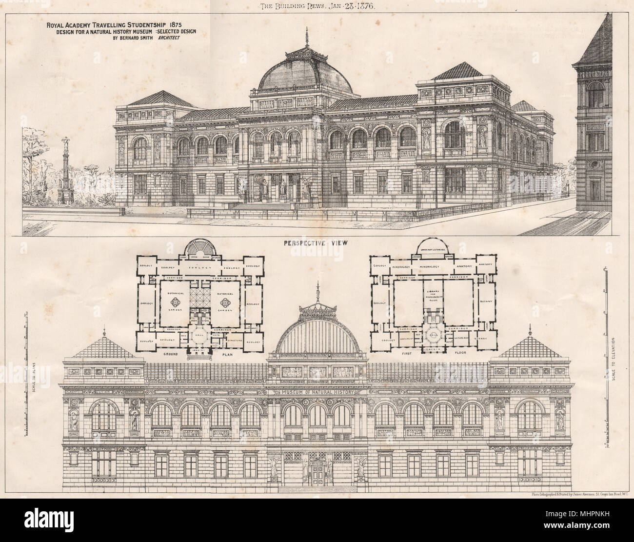 Design for a Natural History Museum by Bernard Smith, Architect 1876 ...