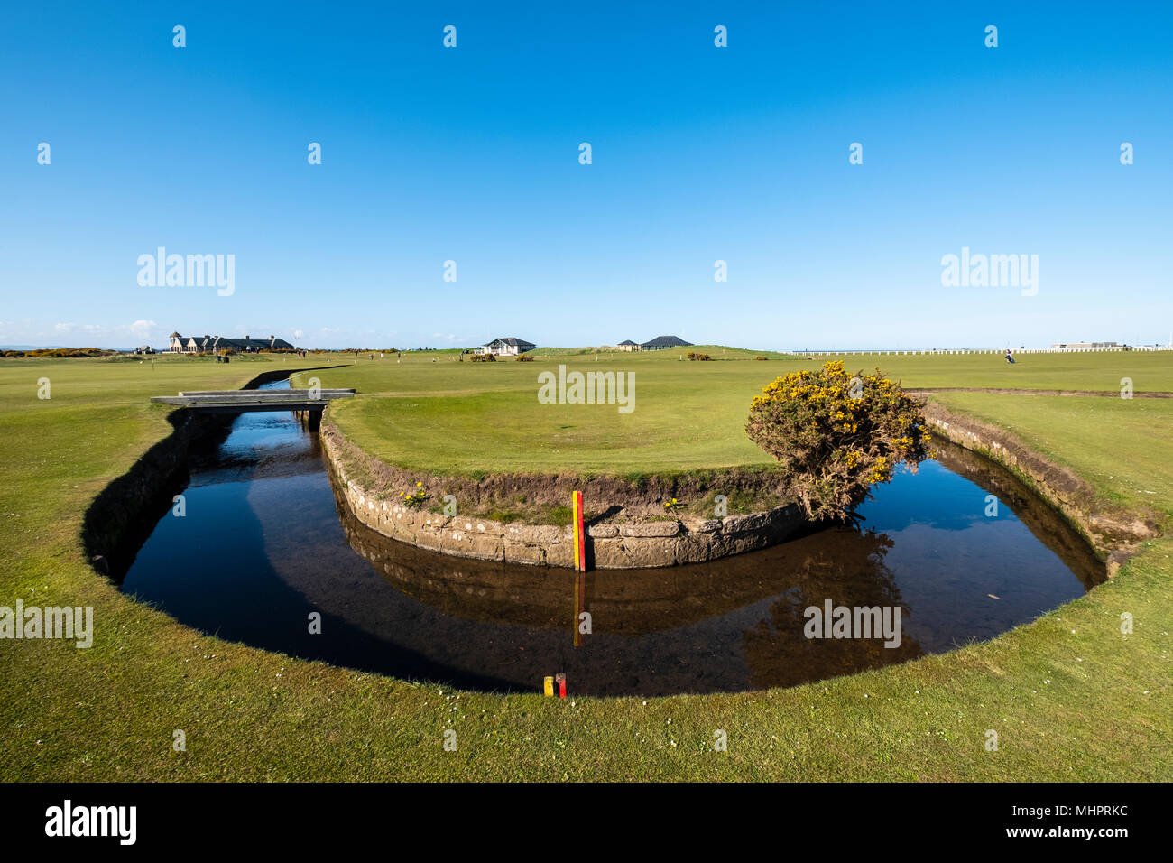 View of famous Swilken Burn crossing the 1st and 18th holes on the Old ...