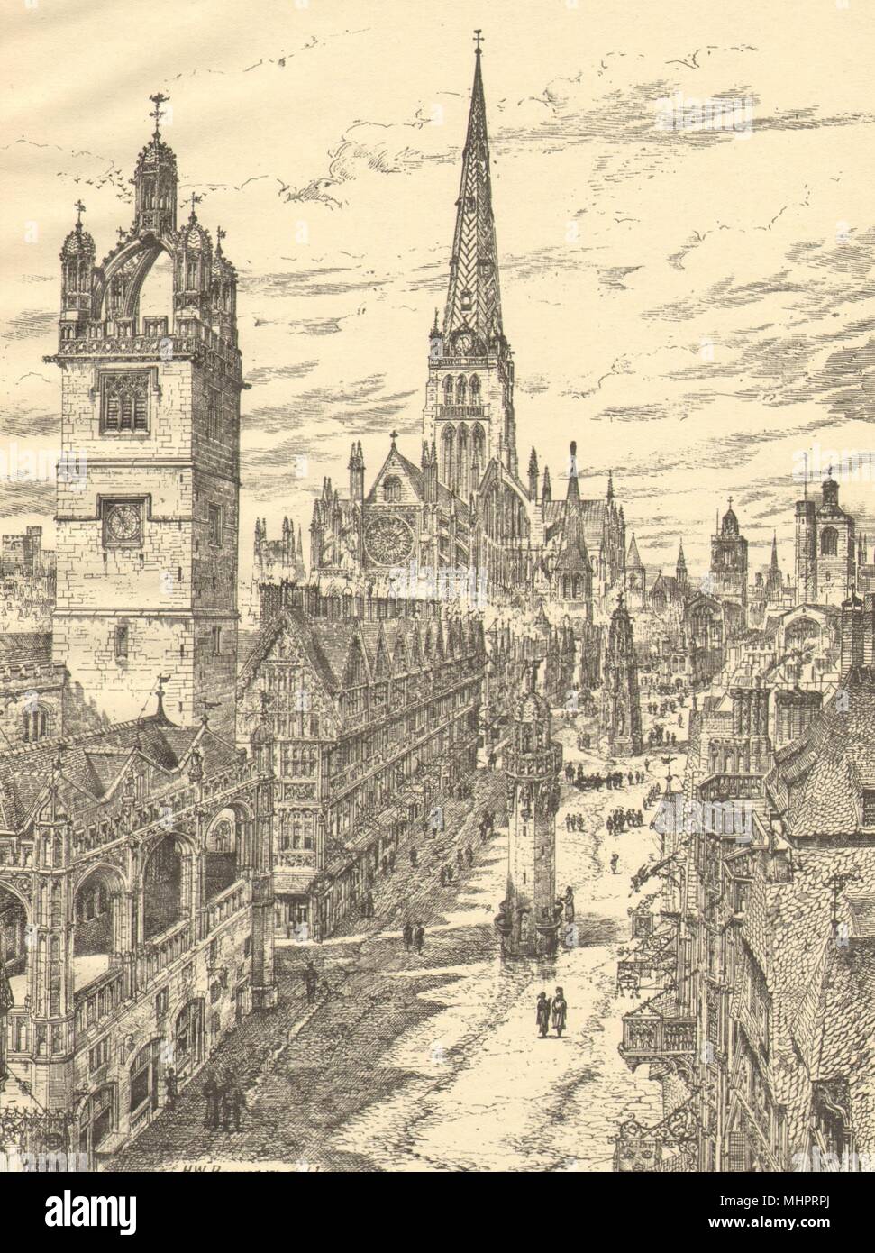 MEDIEVAL LONDON. Cheapside (from the east). Old St Paul's cathedral ...
