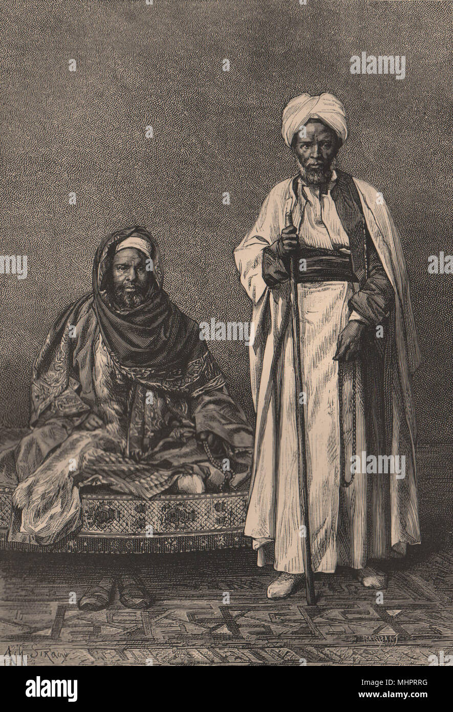 Kadi of Khartoum and Hadendoa Sheikh. Africa 1885 old antique print ...