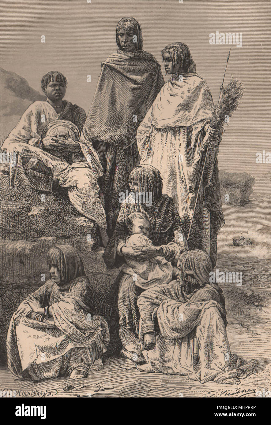 Group of Nubian women. Egypt Sudan 1885 old antique vintage print ...