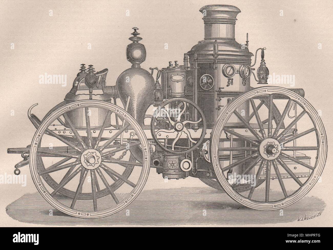 Steam Fire-Engine 1898 old antique vintage print picture Stock Photo ...