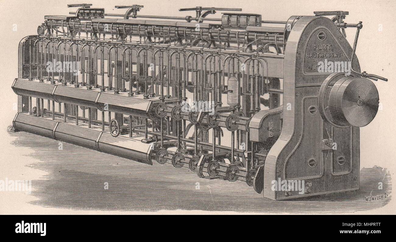 TEXTILE MANUFACTURE. Slubbing Frame 1898 old antique vintage print ...