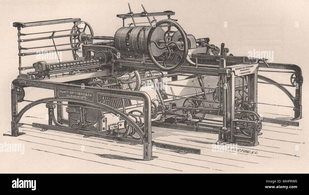 TEXTILE MANUFACTURE. Hand Mule 1898 old antique vintage print picture ...