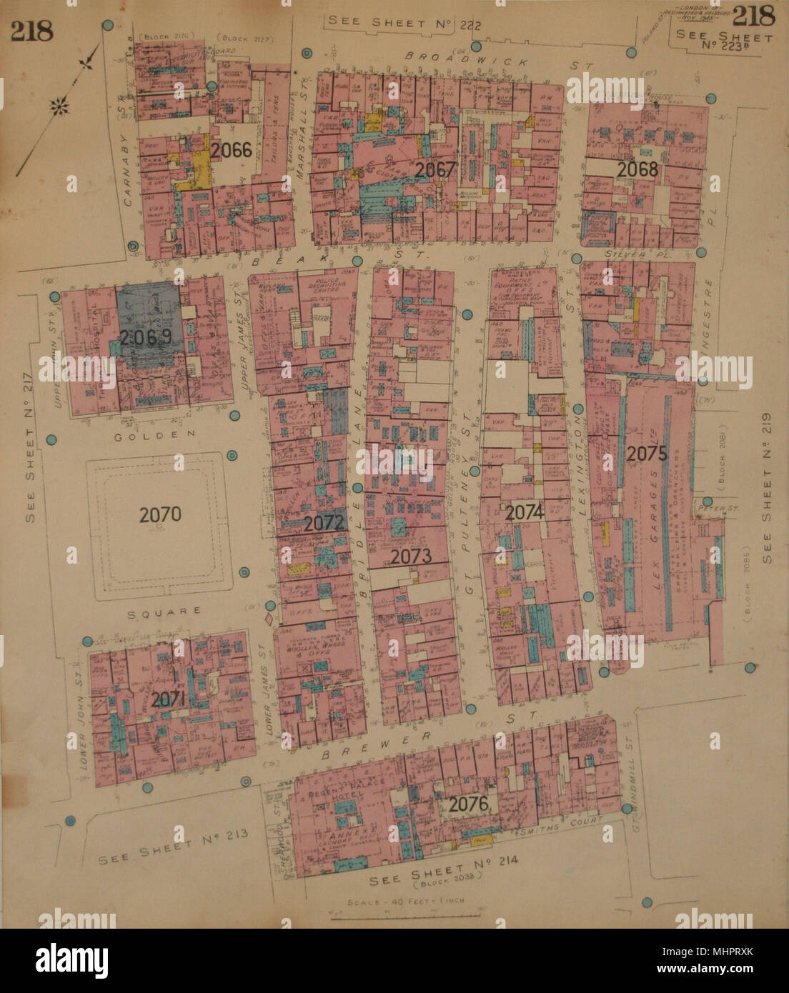 GOAD MAP.Soho W1.Golden Sq Brewer Beak Lexington St Broadwick John ...