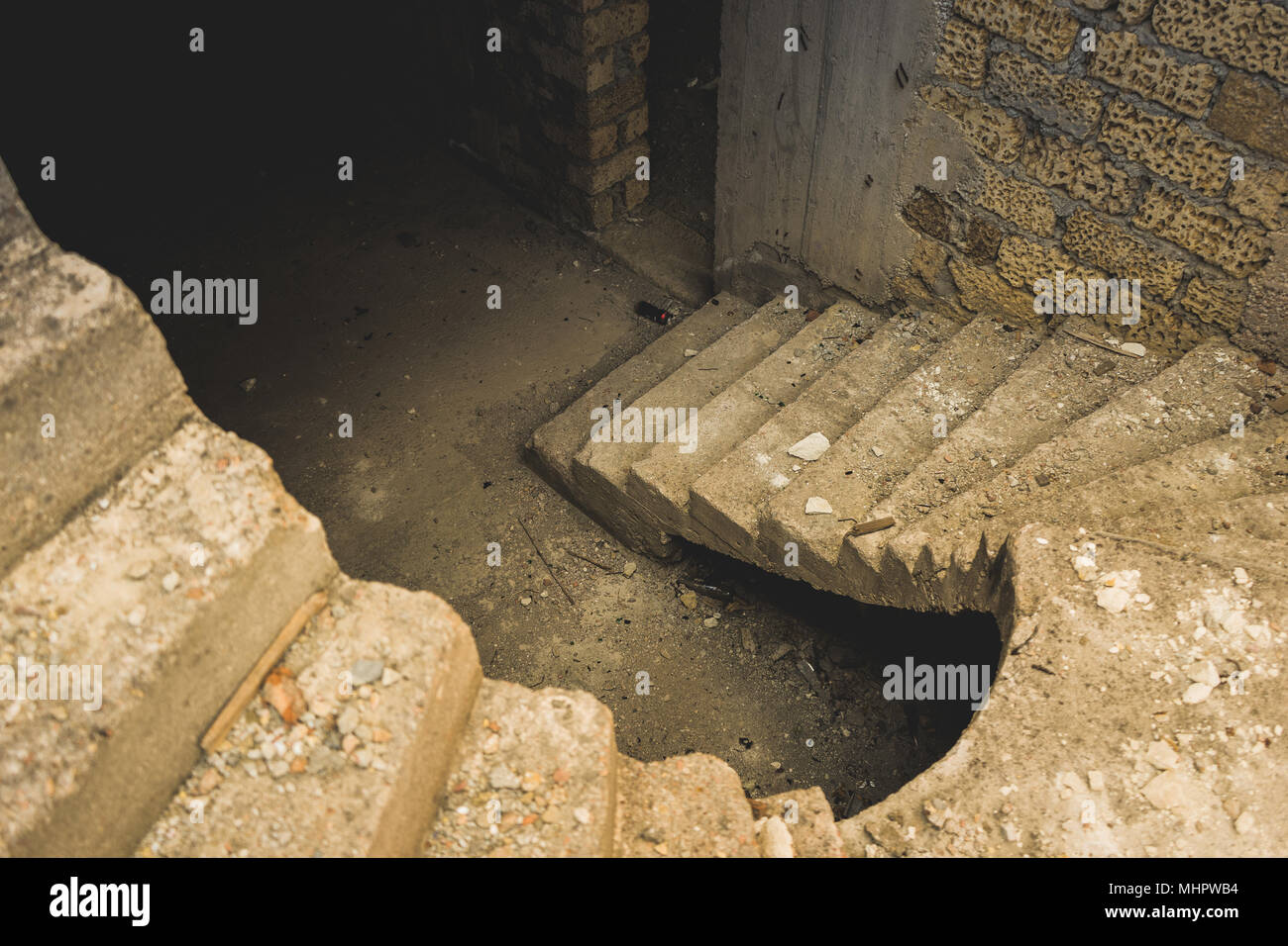Stairs in an abandoned house Stock Photo - Alamy