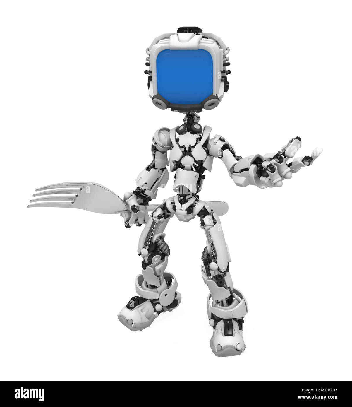 Small 3d robotic figure, over white, isolated Stock Photo - Alamy
