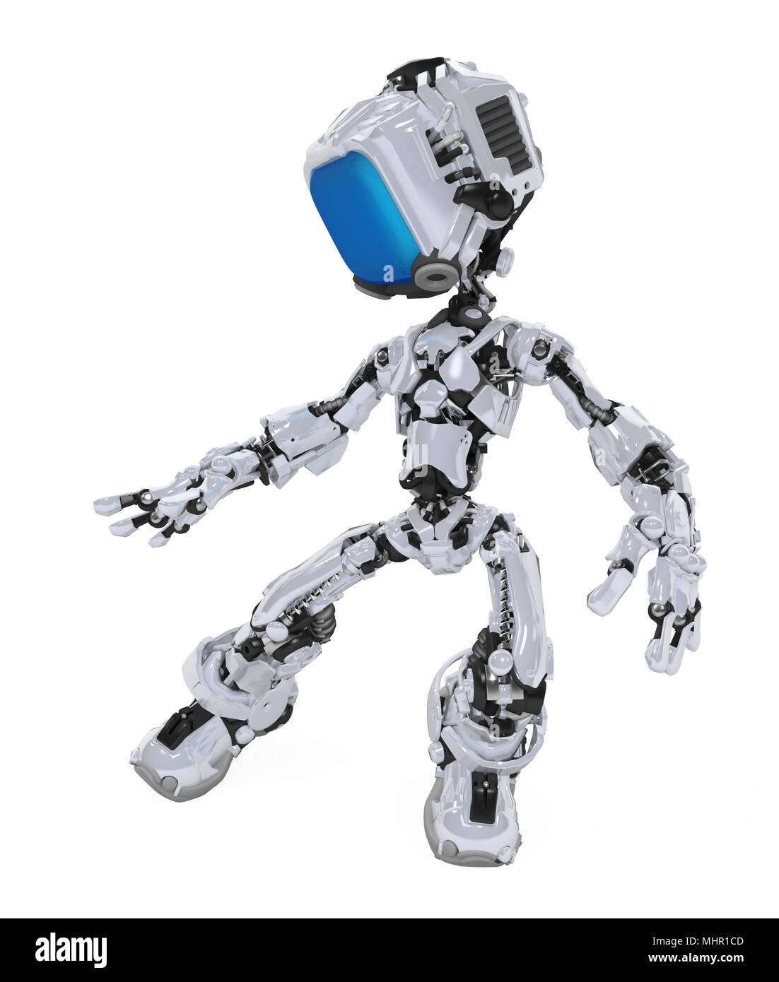 Small 3d robotic figure, over white, isolated Stock Photo - Alamy