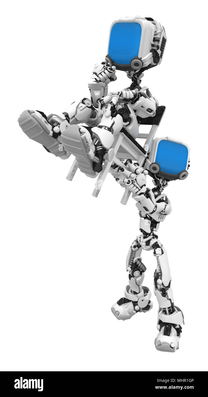 Small 3d robotic figures, over white, isolated Stock Photo - Alamy