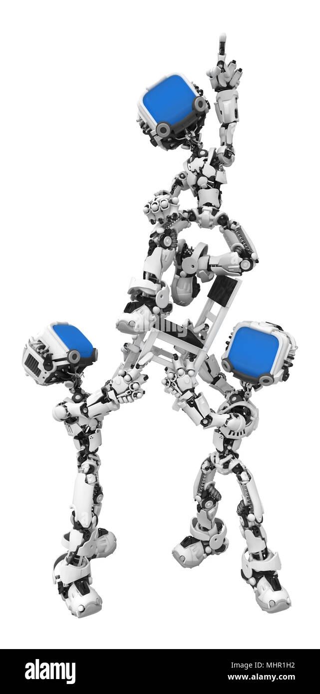 Small 3d robotic figures, over white, isolated Stock Photo - Alamy