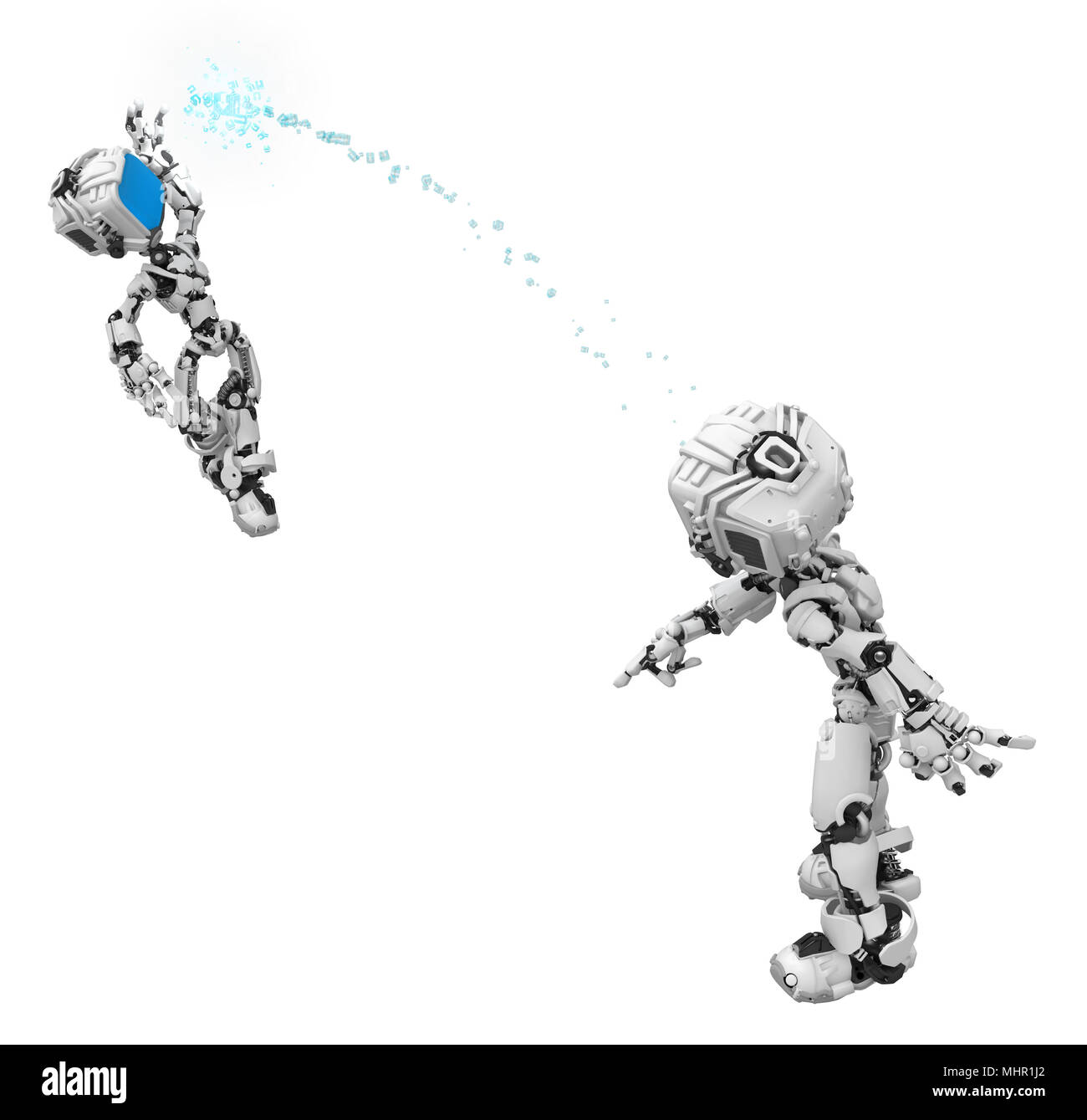 Small 3d robotic figures, over white, isolated Stock Photo - Alamy