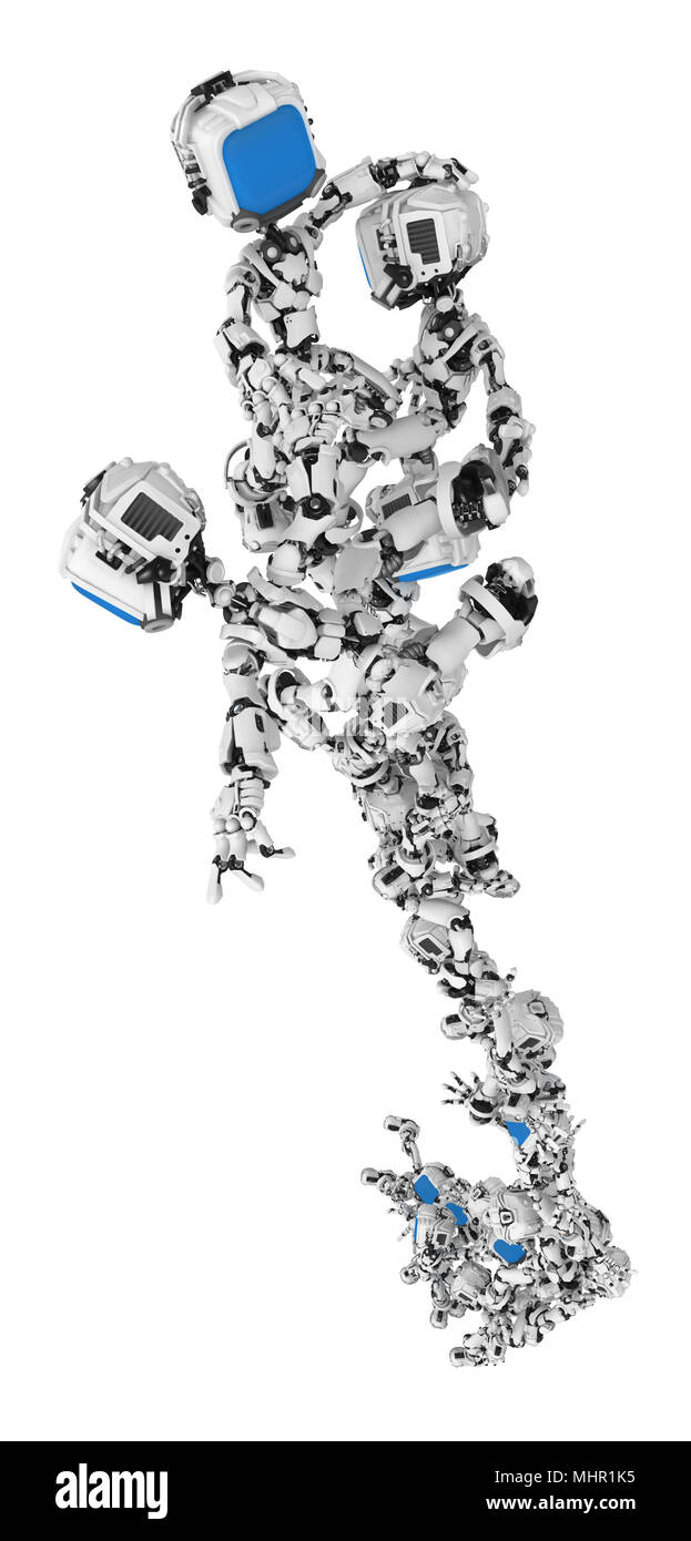 Small 3d robotic figures, over white, isolated Stock Photo - Alamy