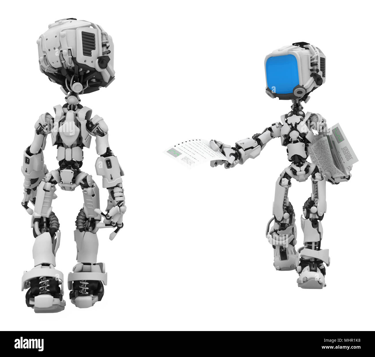 Small 3d robotic figures, over white, isolated Stock Photo - Alamy