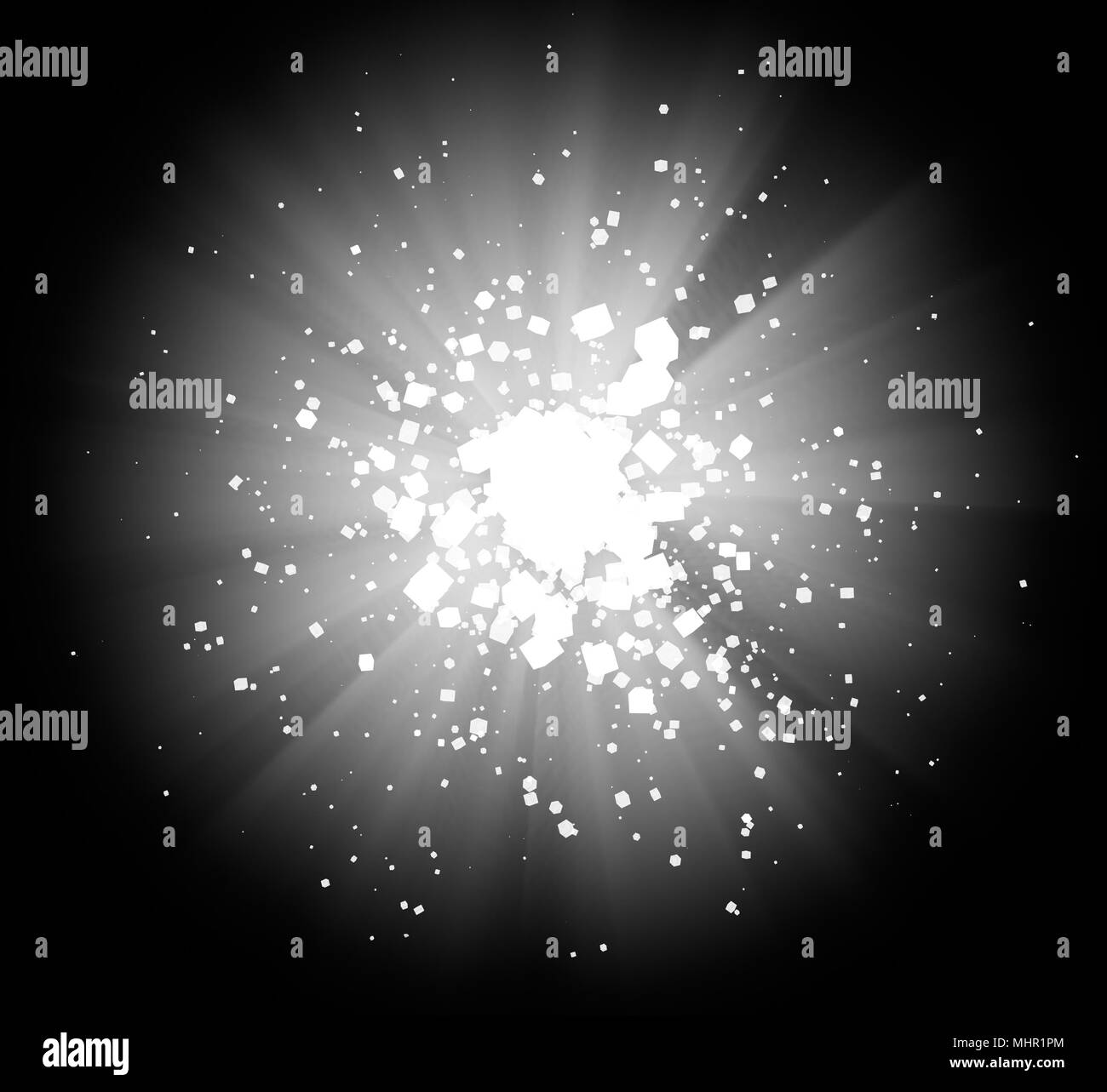 Abstract 3d box fragment lights, dark background, isolated Stock Photo ...