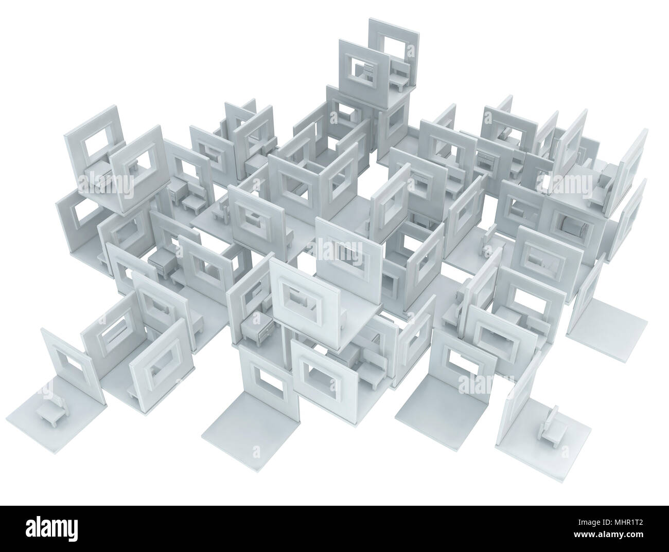 box wall build 3d, horizontal, over white, isolated Stock Photo - Alamy