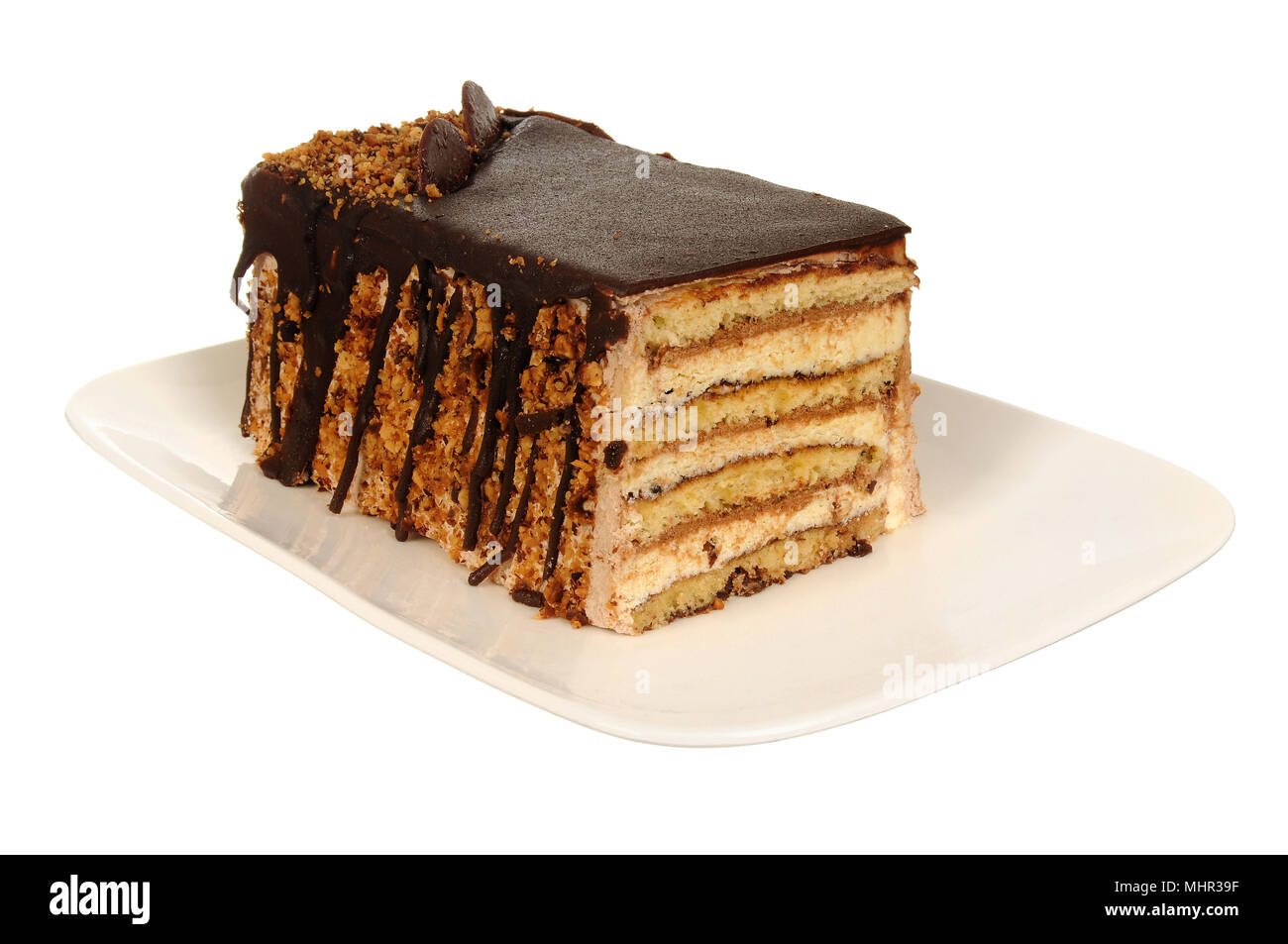 Creamy layer cake on plate Stock Photo - Alamy