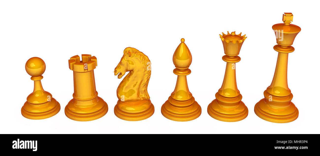 Set of 3d chess pieces, over white, isolated Stock Photo - Alamy